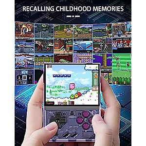 Miyoo Mini Plus Retro Handheld Game Console,Retro Game Emulator Console for Adults and Children,3.5" IPS Screen,64GB TF Card 10,000+ Games,Portable Rechargeable Open Source,Support WiFi (Purple)