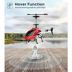 RC Helicopter, S37 Aircraft with Altitude Hold, 3.5 Channel, Sturdy Alloy Material, Gyro Stabilizer and High & Low Speed, Multi-Protection Drone for Kids and Beginners to Play Indoor-Red