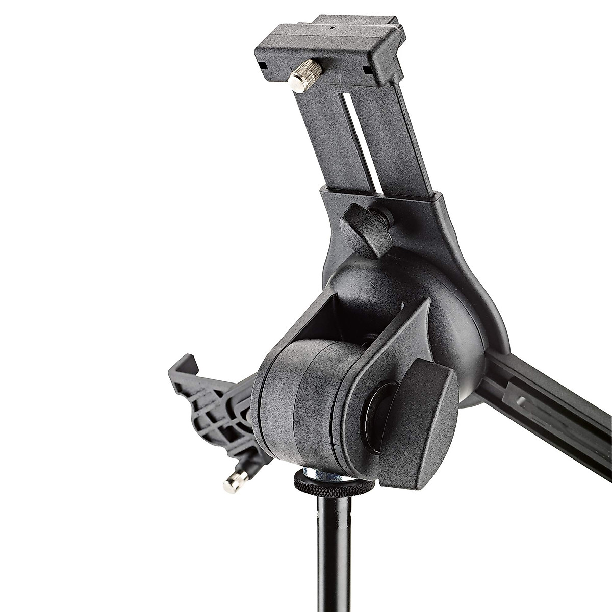 K&M - Konig & Meyer 19790.516.55 - Universal Tablet iPad Holder for Mic Stand - Switch Landscape to Portrait - Professional Grade for all Musicians - Studio or Remote Home Use - German Made - Black