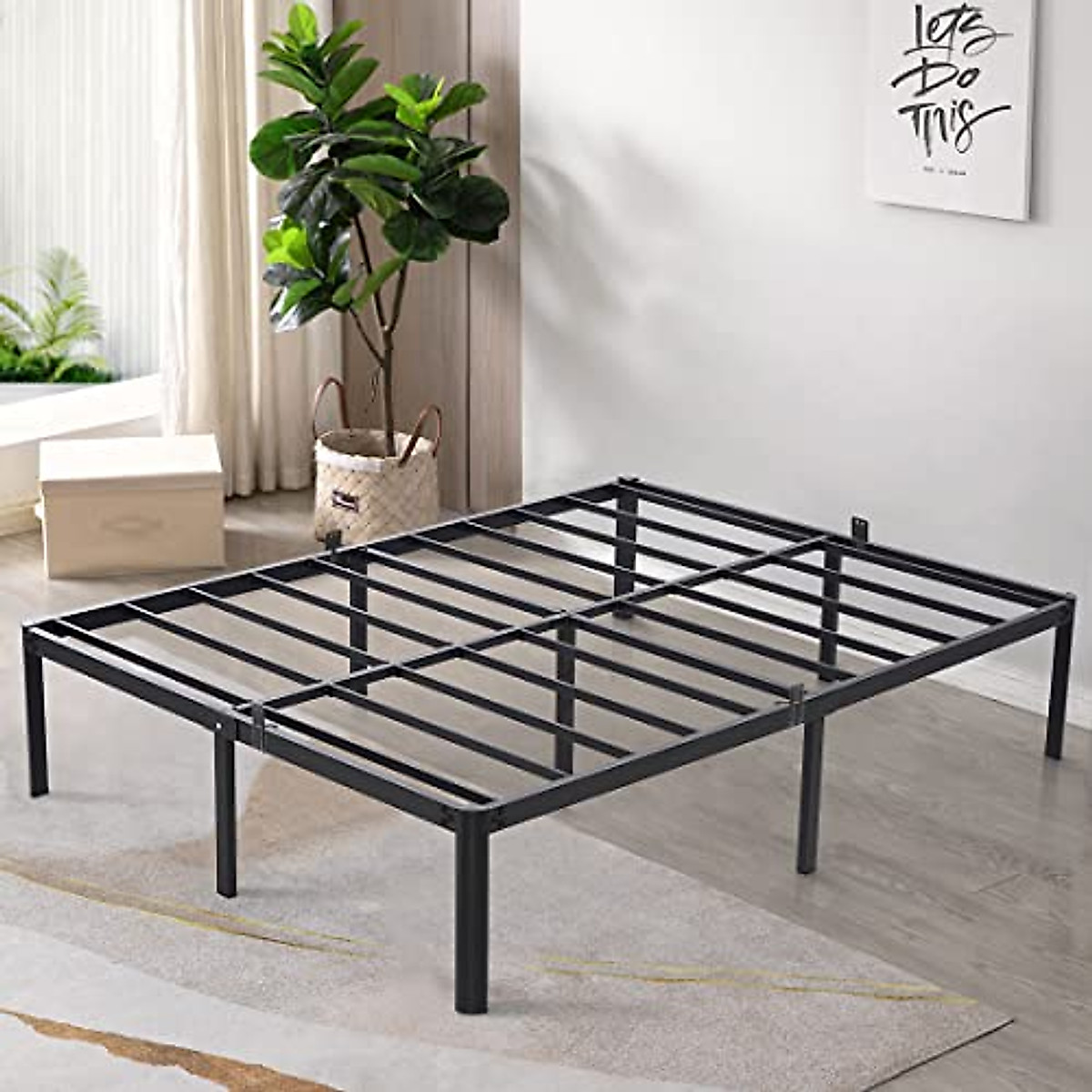 TATAGO 16 Inch Metal Platform Bed Frame with Anti-Collision Round Legs, 3500lbs Heavy Duty Mattress Foundation, Easy Assembly/Silent/Anti-Shake/Non-Slip/No Box Spring Needed, Full