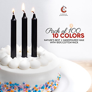 Candle Charisma 100 Black Spell Candles - 4" Unscented Paraffin Chime Candles, Smokeless & Dripless, Colored Candles, 1.5 Hours Burn Time 0.4" Thick Taper Candles for Rituals, Witchcraft and Parties