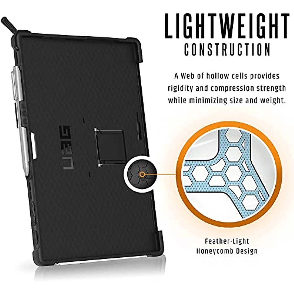 URBAN ARMOR GEAR UAG Designed for Microsoft Surface Pro 7 Plus, Pro 7, Pro 6, Pro 5th Gen (2017) (LTE), Pro 4 Feather-Light Rugged [Black] Aluminum Stand Military Drop Tested Case