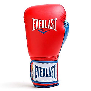 Everlast Men’s Powerlock Hook/Loop Gloves, 14 oz, Red/Blue