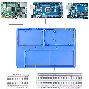 DAOKI RAB Holder DIY Kit 5 in 1 Base Plat Electronic Component Arduino DIY Fun Kit Breadboard Holder for Arduino UNO R3 Mega 2560 Raspberry Pi 4B/3B+/3B/2B+/2B/Zero Breadboard