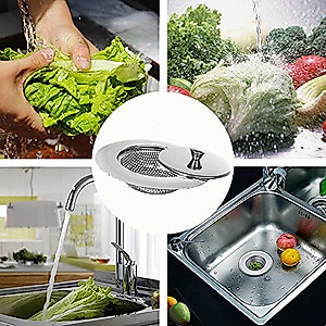 Kitchen Sink Strainer, Large Diameter Stainless Steel Sink Drain Plug Filter with Lid, Suitable for Bathrooms Basket Catcher Cover Home Housewarming Gifts (2PCS)