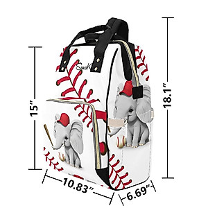 CUXWEOT Baseball Baby Elephant Diaper Bags Personalized with Name Customized Travel Back Pack Hiking Camping Mum Backpack
