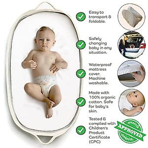 Cotton Rope Baby Changing Basket with Soft Baby Changing pad Extra Travel Diaper Changing Table Topper Boho Nursery Decor