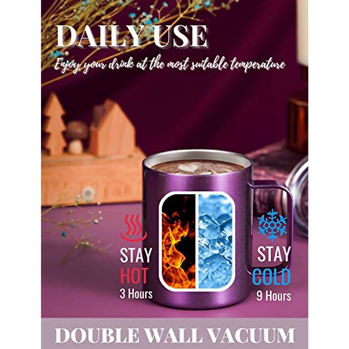 Onebttl Gigi Christmas Gifts for Grandma, Insulated Stainless Steel Coffee Mug with Lid and Handle, Birthday, Mother's Day gifts, Shimmering Purple, (12 oz) Best Gigi Ever