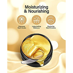Komoko 24K Gold Under Eye Patches (60 Count), Skin Care, Golden Under Eye Mask Anti-Aging Collagen & Amino Acid, Eye Mask for Removing Dark Circles, Puffiness and Wrinkles, Refresh Your Under Eye Skin