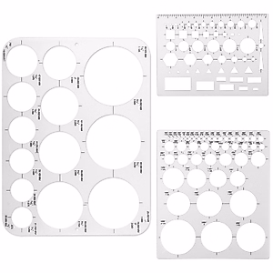 3pcs Circle Stencils for Drawing, 3 Sizes Round Circle Templates for Crafts Transparent Circle Drawing Tool Geometric Circle Ruler for Drafting Circle Tracers for Office Building Formwork