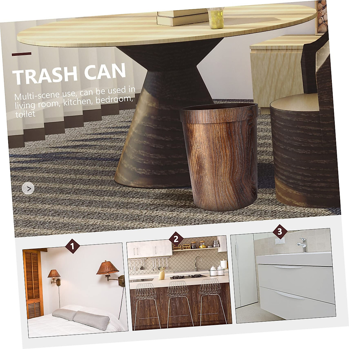 LIFKOME Retro Trash Can Farmhouse Trash Can 13 Gallon Trash Can Rubbish Bin Decorative Storage Baskets Wicker Trash Basket Metal Storage Baskets Trash Can Garbage Bin Trash Can Container