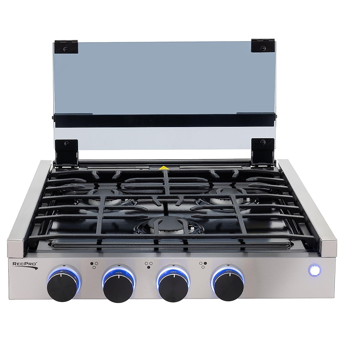RecPro RV Built In Gas Cooktop | 2 Burner or 3 Burner | RV Cooktop Stove | 6,500 and 8,000 BTU Burners | Cover Included (Stainless Steel, 3-Burner)