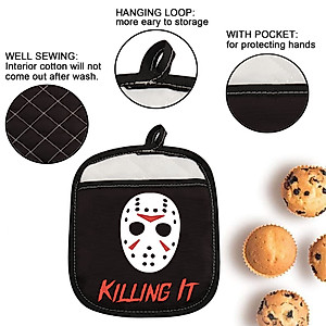 ZJXHPO Horror Inspired Pot Holder Killing It Horror Movie Lover Oven Mitts Gift Halloween Kitchen Baking Gloves Baker Oven Pads (Killing 2 Holder)