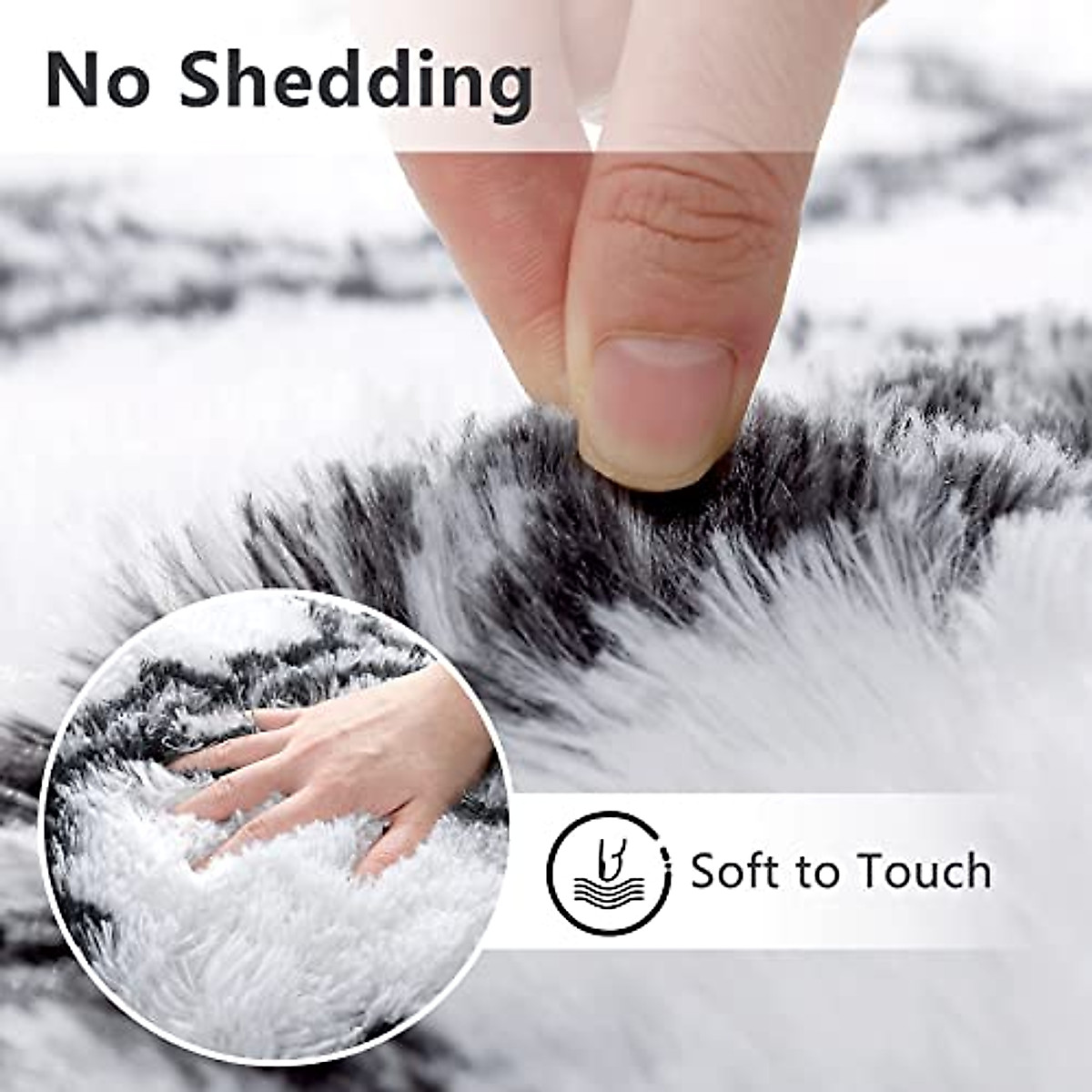 Unirea 8x10 Feet Luxury Shag Area Rug Modern Indoor Plush Fluffy Rugs, Super Soft and Fuzzy Carpet, Geometric Moroccan Rugs for Bedroom Living Room Girls Kids Nursery, Grey/White