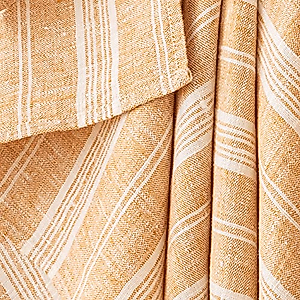Set of 2 Gold Linen Tea Towels Multistripe 18" x 26", Made in Europe, Bath Linen, European Linen, Machine Washable, Super Absorbent