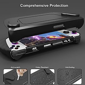 Full Protective Case for ASUS Rog Ally 2023, Rog Ally TPU Case with Detachable Front Shell Cover and Kickstand for ROG Ally Gaming Handheld Cover Case Accessories, Anti-Scratch Design, Black_Grey
