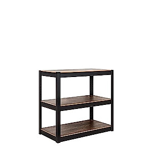 KEPSUUL Heavy Duty 2 Shelf Customizable Adjustable Tier Modular Short Metal Shelving and Multipurpose Storage Bookcase Room Divider for Garage, Kitchen, Bedroom 29.75" H – Black