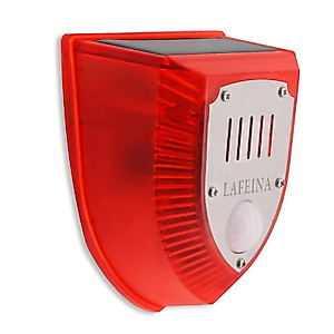 LAFEINA Solar Motion Sensor Light & Sound Alarm, 129dB Gunshot & Dog Barking Sound & Strobe Light Security Alarm Siren for Garden Farm Villa