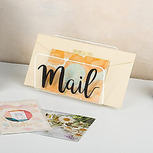 KTRIO Mail Holder Mail Organizer Countertop Acrylic Mail Sorter, Print Mail Script Letter Holder for Desk Envelope Holder Letter Organizer for Home Office School, Bill Filling Paper Document