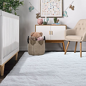 Jorkei White Area Rugs for Bedroom,7x10 Feet Plush Furry Shag Rug,Indoor Modern Plush Area Rugs for Living Room Bedroom Kids Room Kids Playroom Home Decor Floor Carpet