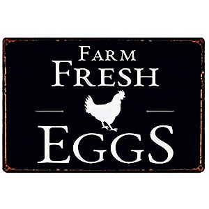 Vintage Tin Poster Chicken Crossing Farm Fresh Eggs Metal Tin Sign 8x12 Inch Retro Art Home Bar Restaurant Garage Cafe Gas Shop Wall Decor Metal Plaque New