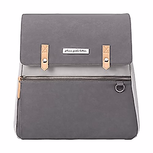 Petunia Pickle Bottom Meta Backpack | Diaper Bag Backpack for Parents | Comfortable, Spacious, & Sleek for On The Go Moms & Dads | Grey Pearl Nubuck Leatherette