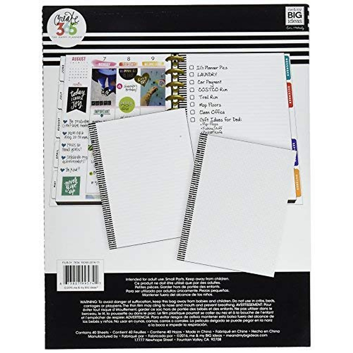 me & my BIG ideas Note Paper Sheets - The Happy Planner Scrapbooking Supplies - 40 Sheets of Pre-Punched Paper - 20 Sheets of Graph Paper, 20 Sheets of Note Paper - Make Lists, Doodle - Big Size