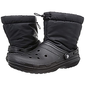 Crocs Unisex Classic Lined Neo Puff Fuzzy Winter Boots Snow Black, Numeric_7 US Women