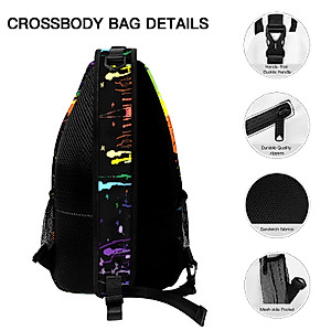 HOCHEPI Cartoon Crossbody Sling Bag Anime Casual Backpack With Keychain Chest Bag Daypack Purses For Women Men Adults Gifts