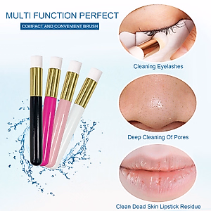 4 Pcs Lash Shampoo Brushes, Peel Off Blackhead Brush Remover Tool, Nose Pore Deep Cleaning Brush, Facial Cleansing Brushes, Eyelash Extensions Blackhead Brush Washing Brush