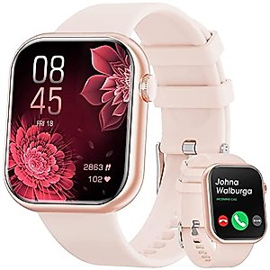 Smart Watch (Answer/Make Calls), 2023 Newest 1.85 Inch Fitness Tracker, Heart Rate/Sleep Monitor/Pedometer/Calories, Multiple Sports Modes, Waterproof Women's Men's Fitness Watch for Android iPhone