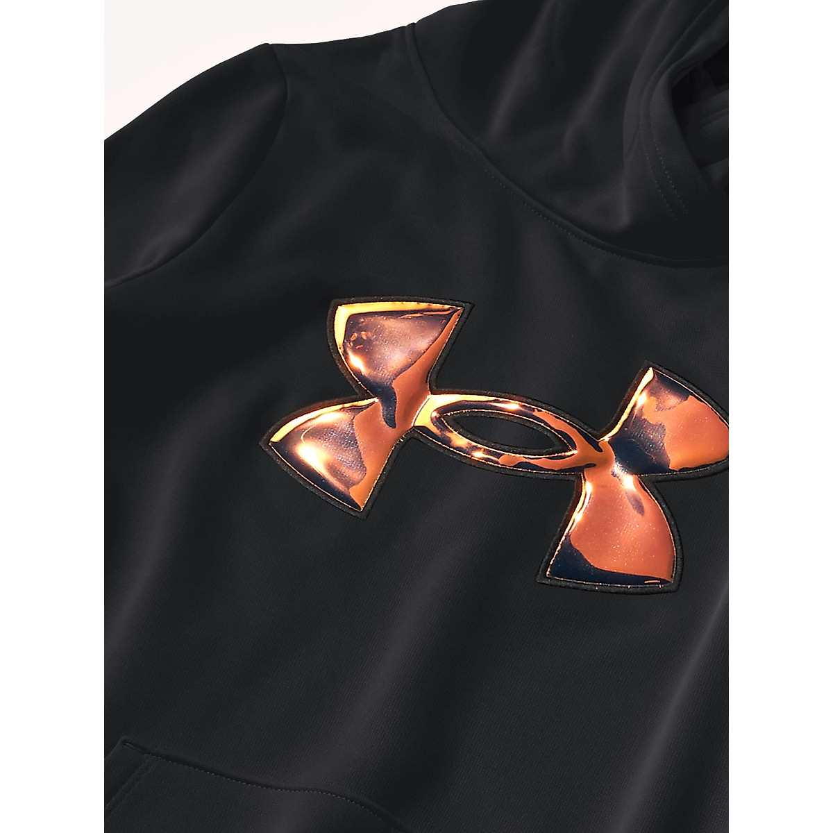 Under Armour Girls' Armour Fleece Irdsnt Big Logo Hood, Black (001)/Iridescent, Youth Large