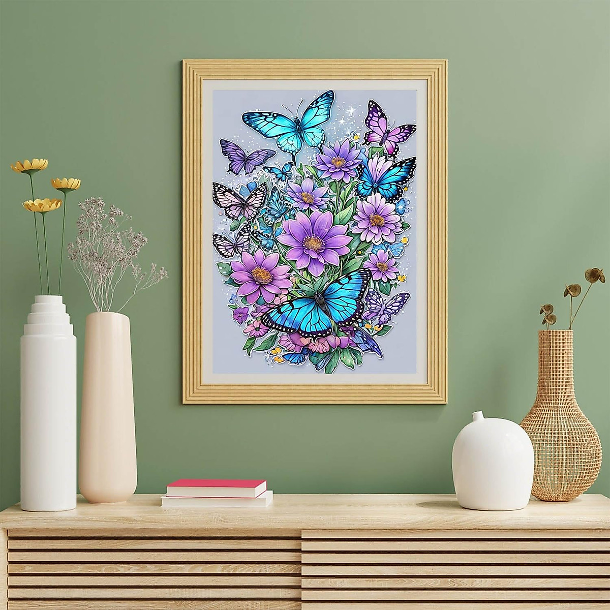 Baipisan Cross Stitch Kits for Adults - Butterfly Stamped Crossstitching Kits Preprinted 11 Count Cross-Stitch Kit for Beginner, 11CT Prestamped Easy Pattern Needlepoint Kits Crafts for Decor