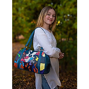 Women's Hand Painted Genuine Leather Handbag - Shoulder Bag - Hobo, by Evi's Bags. Unique, Large, Handmade Purse - Satchel - Tote. Wearable Art - Puzzle Piece Bag, Multicolor