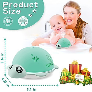 ULEEN Baby Bath Toys, Automatic Spray Water Bath Toys, Light Up Bath Toys for Toddlers Kids, Sprinkler Tortoise Bathtub Toys, Pool Bathroom Toy for Baby (Tortoise)