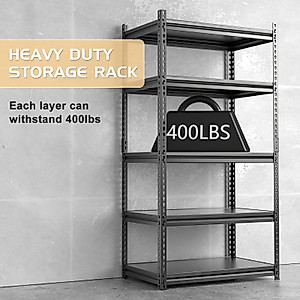 LILYPELLE Garage Shelving Heavy Duty, 72" Metal Garage Storage Shelves, Adjustable 5 Tier Storage Shelves Large Shelving Unit for Garage Pantry Warehouse Basement Kitchen, 1Pack