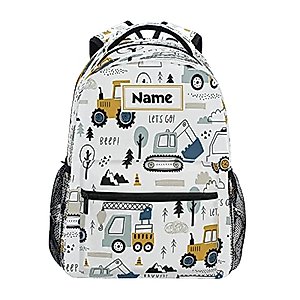 Custom Children's Name School Backpack Personalized Schoolbag Childish Truck Excavator Travel Bag for Teens Girls Boys