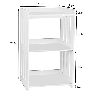 HAYOFAMY 3-Tier Side Table, Bookshelf for Small Spaces, White Nightstand, Narrow Bookcase End Table with Storage Shelf for Living Room, Office, Bedroom, Kids Room