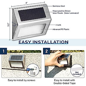SOLPEX Solar Step Lights, 12 Pack Stair Lights, Outdoor Fence Lighting, Solar Powered Deck Lights Waterproof 4 LEDs for Stairway Patio Porch Pathway Walkway Garden (Cold White)