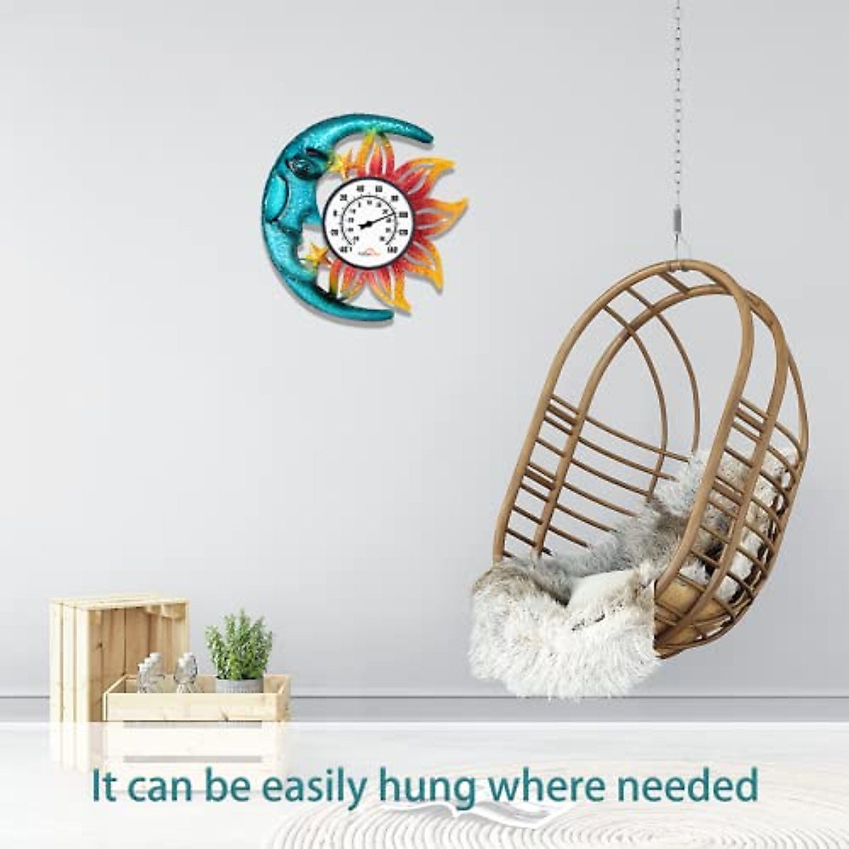 HOBYLUBY 14.5'' Outdoor Thermometer, Wall-Mounted Thermometer Decorative for Patio, Garden, Greenhouse, Home Decor, No Battery Require