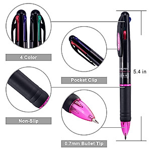 8 Pack Multicolor Ballpoint Pen, 4-in-1 Colored Pens 0.7mm Fine Point, 4 Color Retractable Ballpoint Gift Pens for Office School Supplies