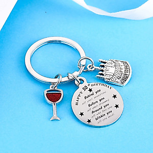 Happy 50th Birthday Keyring for Daughter Sister Niece Birthday Gift for Women Inspirational Birthday Keychain for Friend (50th)