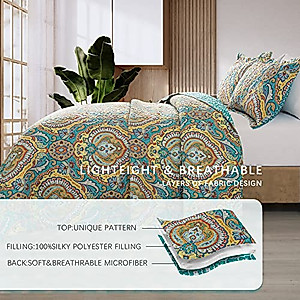 TWINRUN 2 Quilt Sets King Size,Lightweight Quilted Bedspread Set+Boho King Quilt Bedding Set