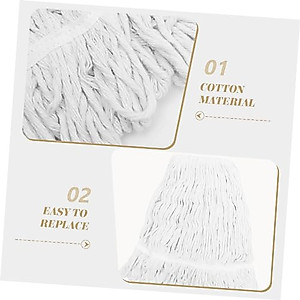 Amosfun Mop Replacement Head Mop Pads Replacement Floor Cleaning Mop Head Commercial Mop Head Wet Mop Head Refill Household Mop Pad Spins Mop Refill Floor Sweeper White Cotton Thread