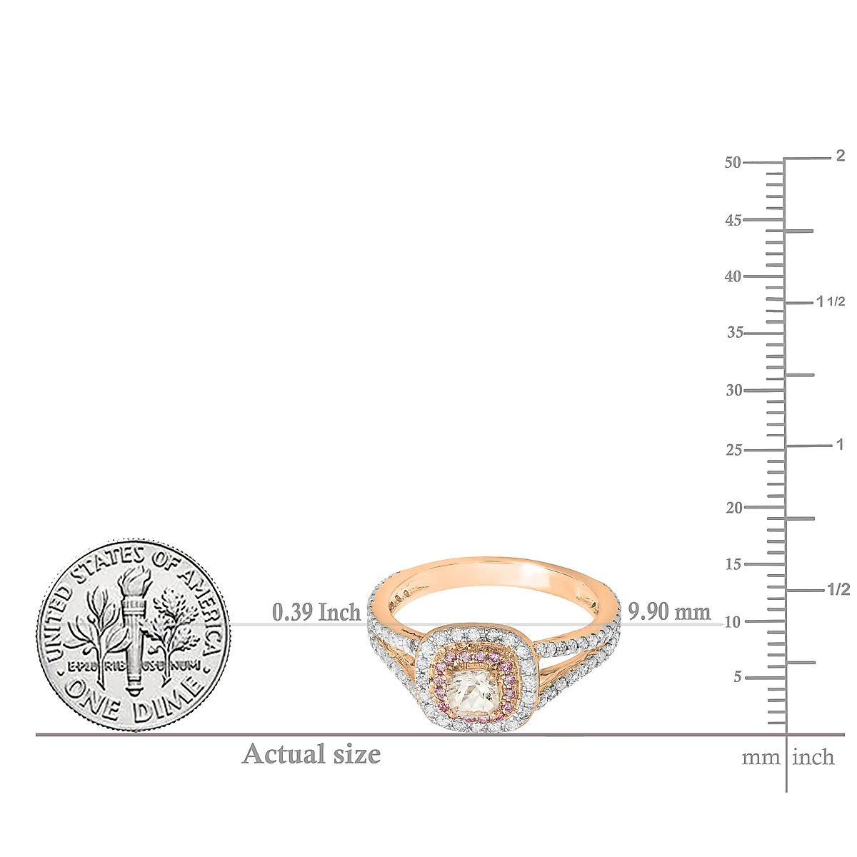 Dazzlingrock Collection 14K Cushion Morganite & Round Pink Sapphire & Diamond Bridal Engagement Ring, Rose Gold, Size 8.5