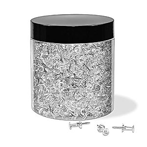 JIKIOU Push Pins Tacks 800 Count in Reusable Box, Standard Clear Thumb Tacks Steel Point and Clear Plastic Head for Wall Corkboard Map Calendar Photo Home Office Craft Projects Plastic Head Steel Pin
