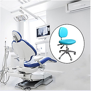 SFKLYU Adjustable Dental Medical Chair Dentist Doctor's Stool Ergonomic Dentist Chair with Backrest PU Leather,Light Blue,A
