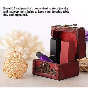 Wood Storage Box Mini Antique Jewelry Box Small Box Chinese Retro Nostalgic Wooden Multifunctional Desktop Storage Box Beautiful and Practical Convenient Storage of Jewelry and Makeup Tools(red)