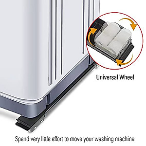 Washing Machine Base Heavy Duty Extensible Appliance Roller 500KG 17-28 Inch Adjustable Extendable Appliance Trolley Roller Wheels Compact Washing Machine Refrigerator Stand with Brake