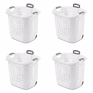 Sterilite 12248004 Laundry Basket, 62 L, White, Pack of 4